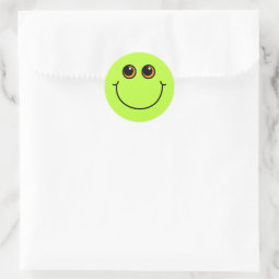 Happy Green Emoji Face Classic Round Sticker | Zazzle