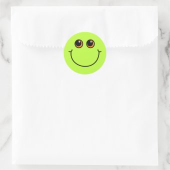 Happy Green Emoji Face Classic Round Sticker | Zazzle
