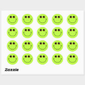 Happy Green Emoji Face Classic Round Sticker | Zazzle