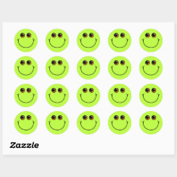 Happy Green Emoji Face Classic Round Sticker | Zazzle