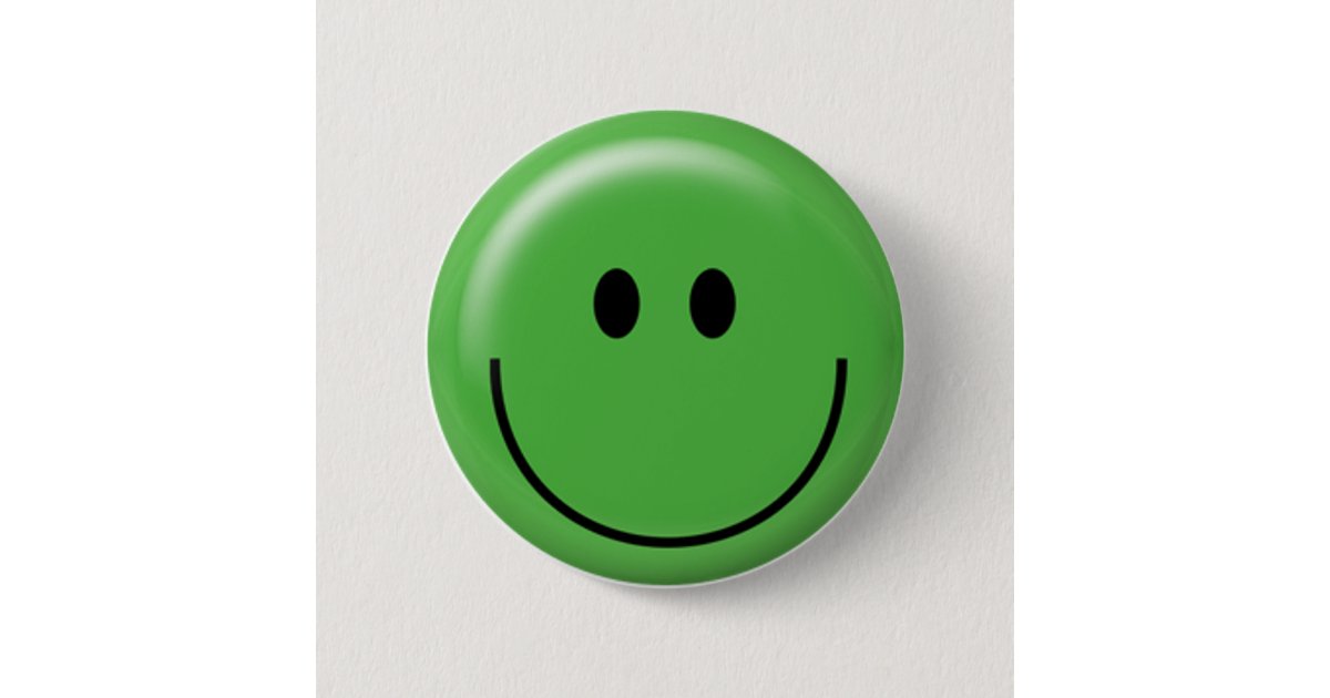 Happy green face button | Zazzle