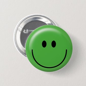 Happy green face button | Zazzle