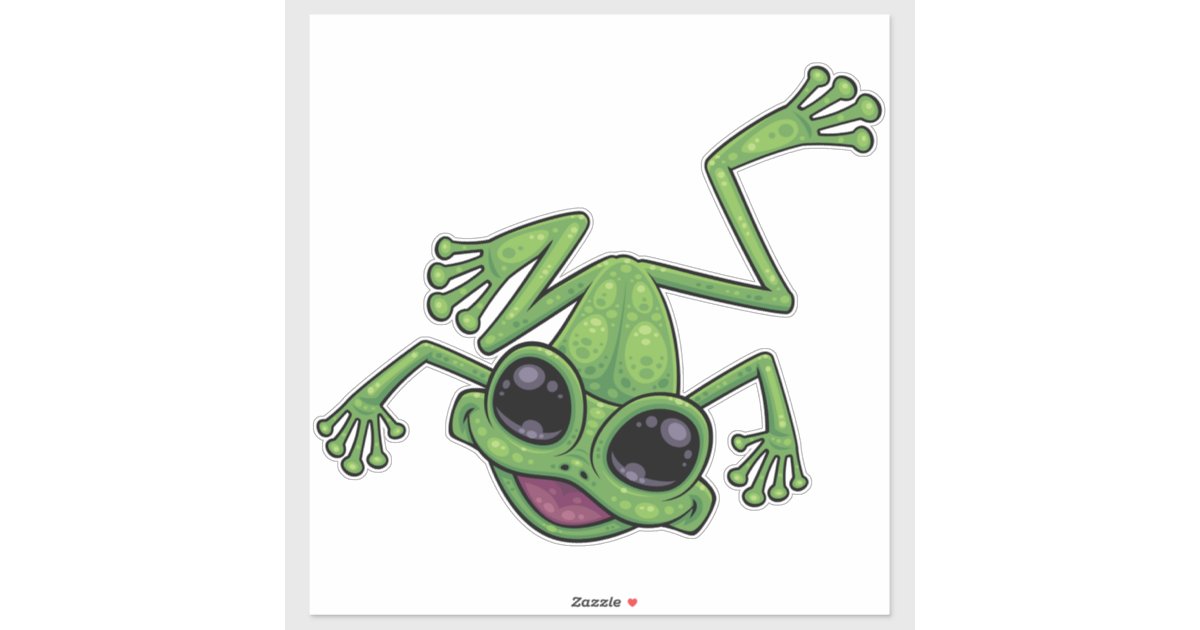 Happy Green Tree Frog Sticker | Zazzle