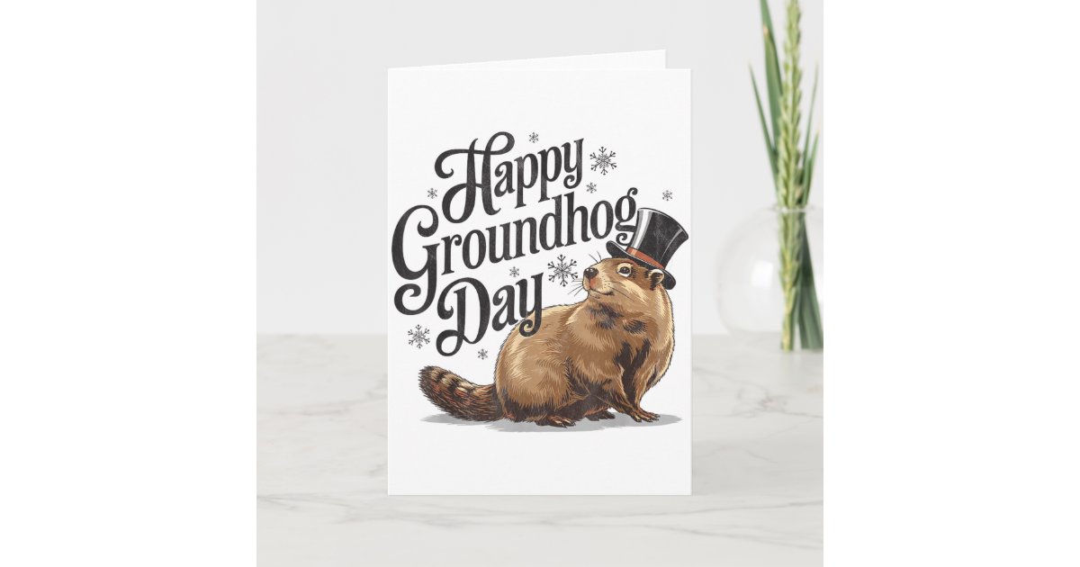 Happy Groundhog Day Ground Hog Animal Costume Men Card | Zazzle