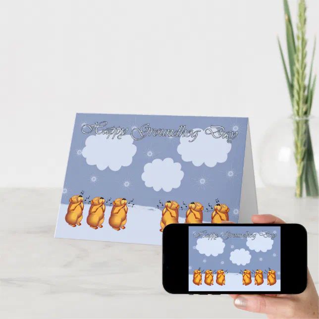 Happy Groundhog Day whistling Groundhogs Card | Zazzle
