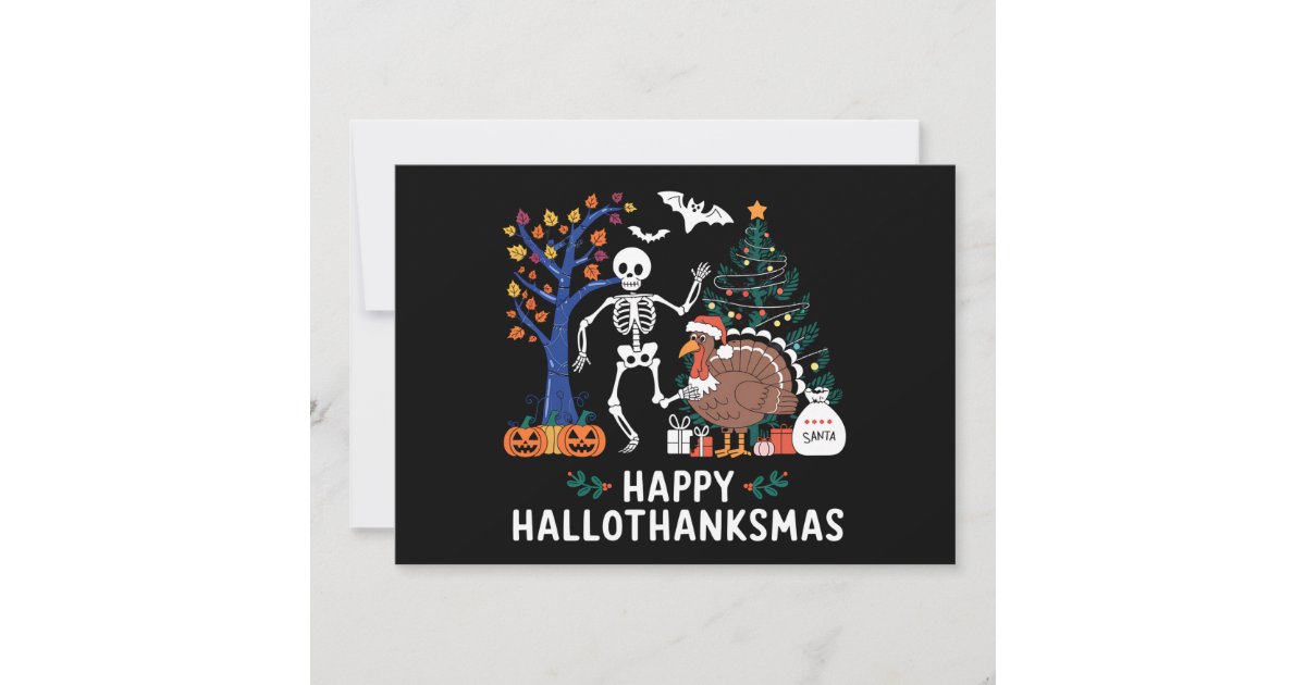 Happy Hallothanksmas Holiday Season Gift Fall Invitation | Zazzle