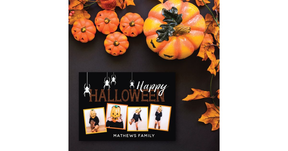 Happy Halloween 4 Photo Spiders | Card | Zazzle