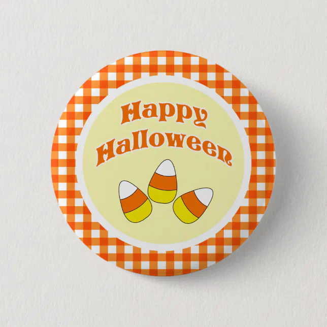 Happy Halloween Candy Corn Button | Zazzle