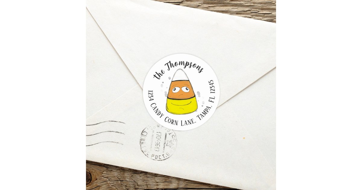 Happy Halloween Candy Corn Cute Whimsical Classic Round Sticker | Zazzle