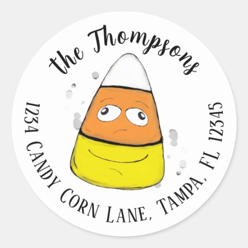 Happy Halloween Candy Corn Cute Whimsical Classic Round Sticker | Zazzle