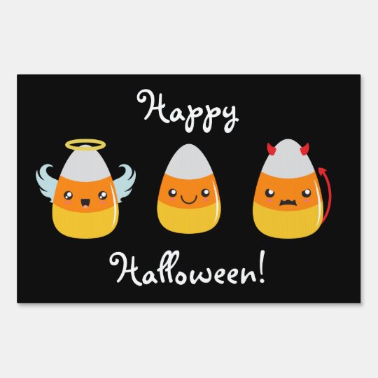 Happy Halloween Candy Corn Emoji Yard Sign | Zazzle.com