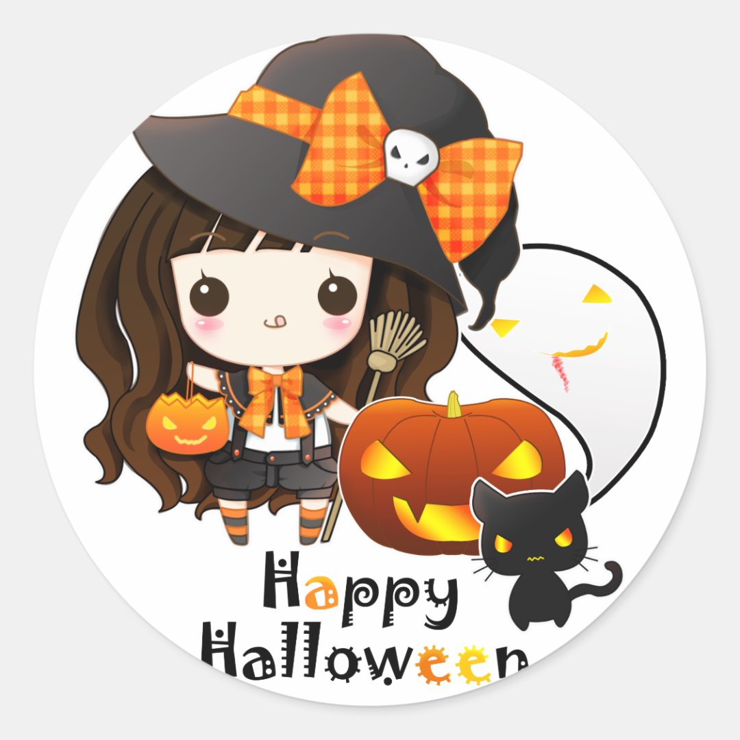 Happy Halloween Classic Round Sticker | Zazzle