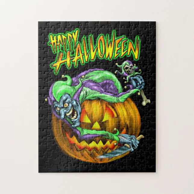 Happy Halloween Creepy JesterKin Puzzle | Zazzle