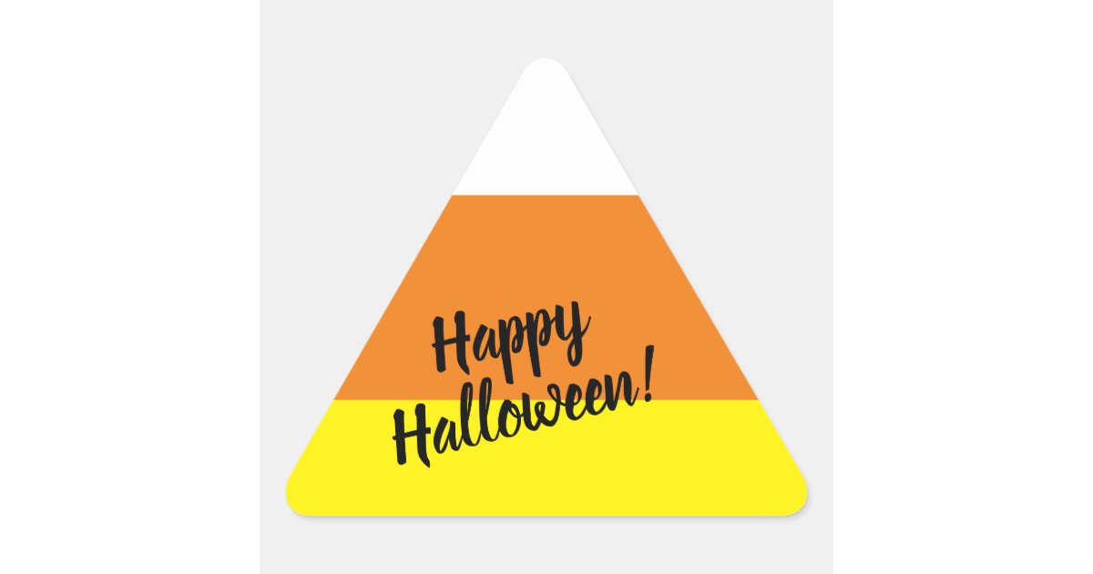 Happy Halloween Cute Candy Corn Triangle Sticker | Zazzle