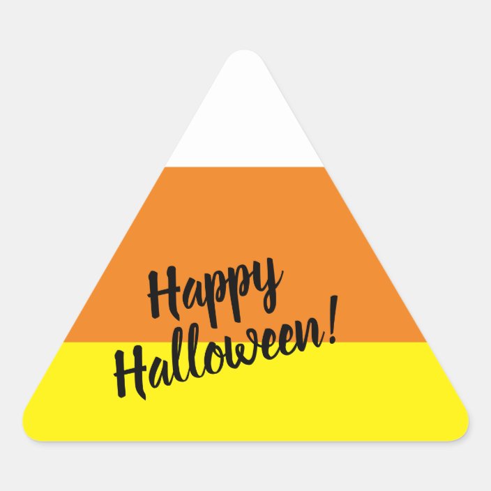 Happy Halloween Cute Candy Corn Triangle Sticker | Zazzle.com