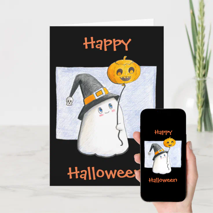 Happy Halloween / Cute Ghost Card | Zazzle