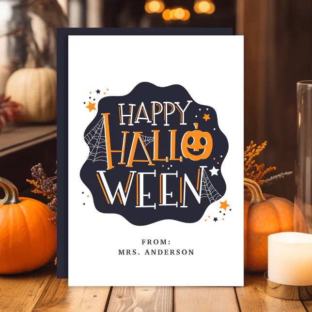 Happy Halloween Cute Kids Classroom Card | Zazzle