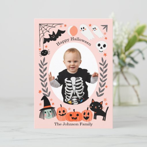 Happy Halloween cute kids photo card | Zazzle