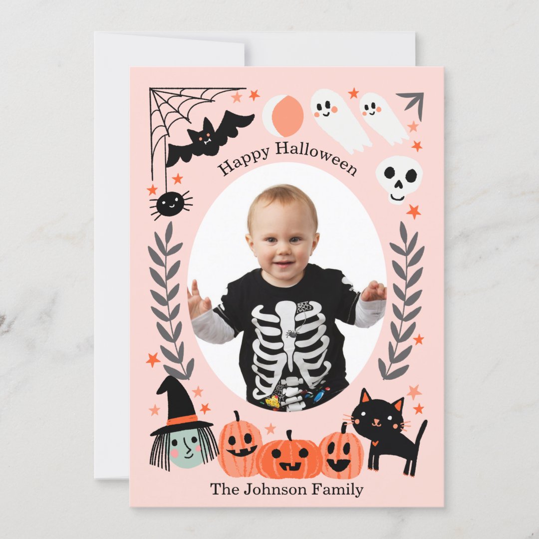 Happy Halloween cute kids photo card | Zazzle