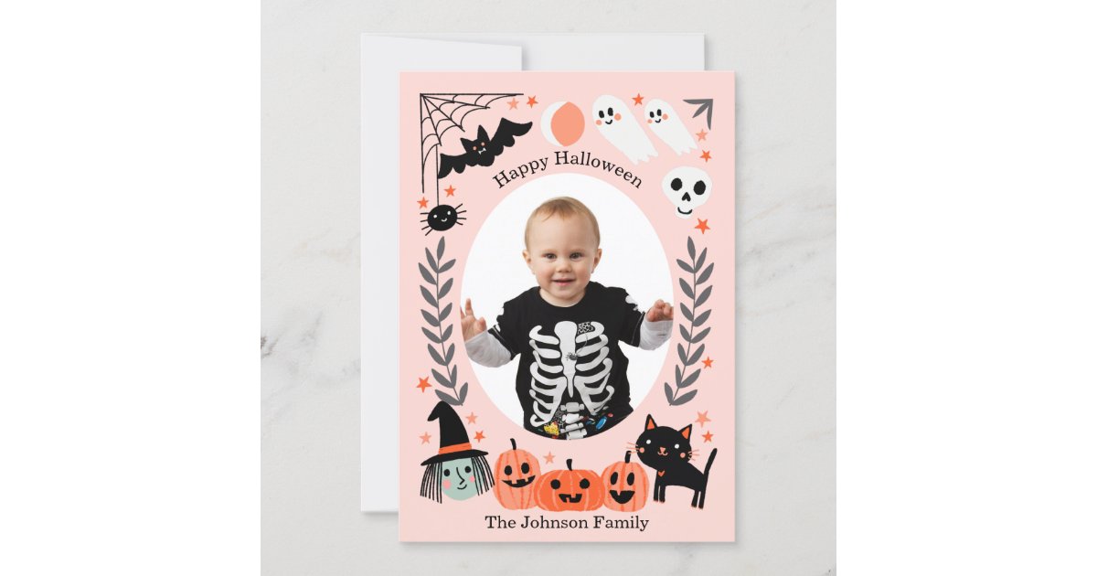 Happy Halloween cute kids photo card | Zazzle