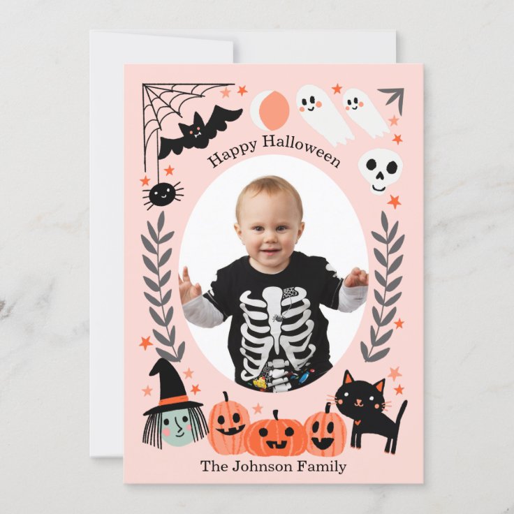 Happy Halloween cute kids photo card | Zazzle