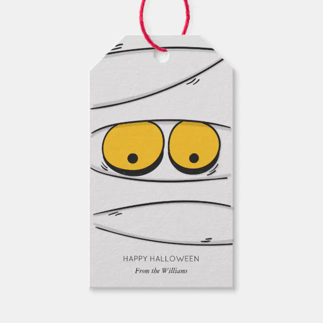 Happy Halloween Cute Mummy Face Gift Tag | Zazzle