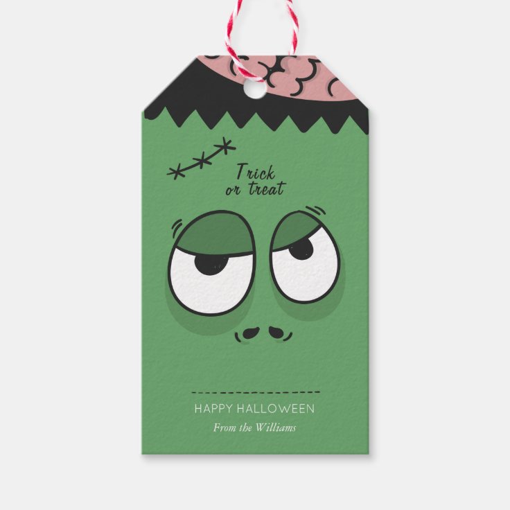 Happy Halloween Cute Scary Face Gift Tag | Zazzle