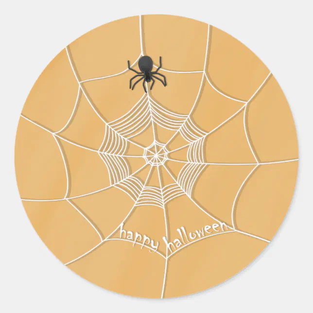 Happy Halloween Cute Spooky Spider Wed Classic Round Sticker | Zazzle