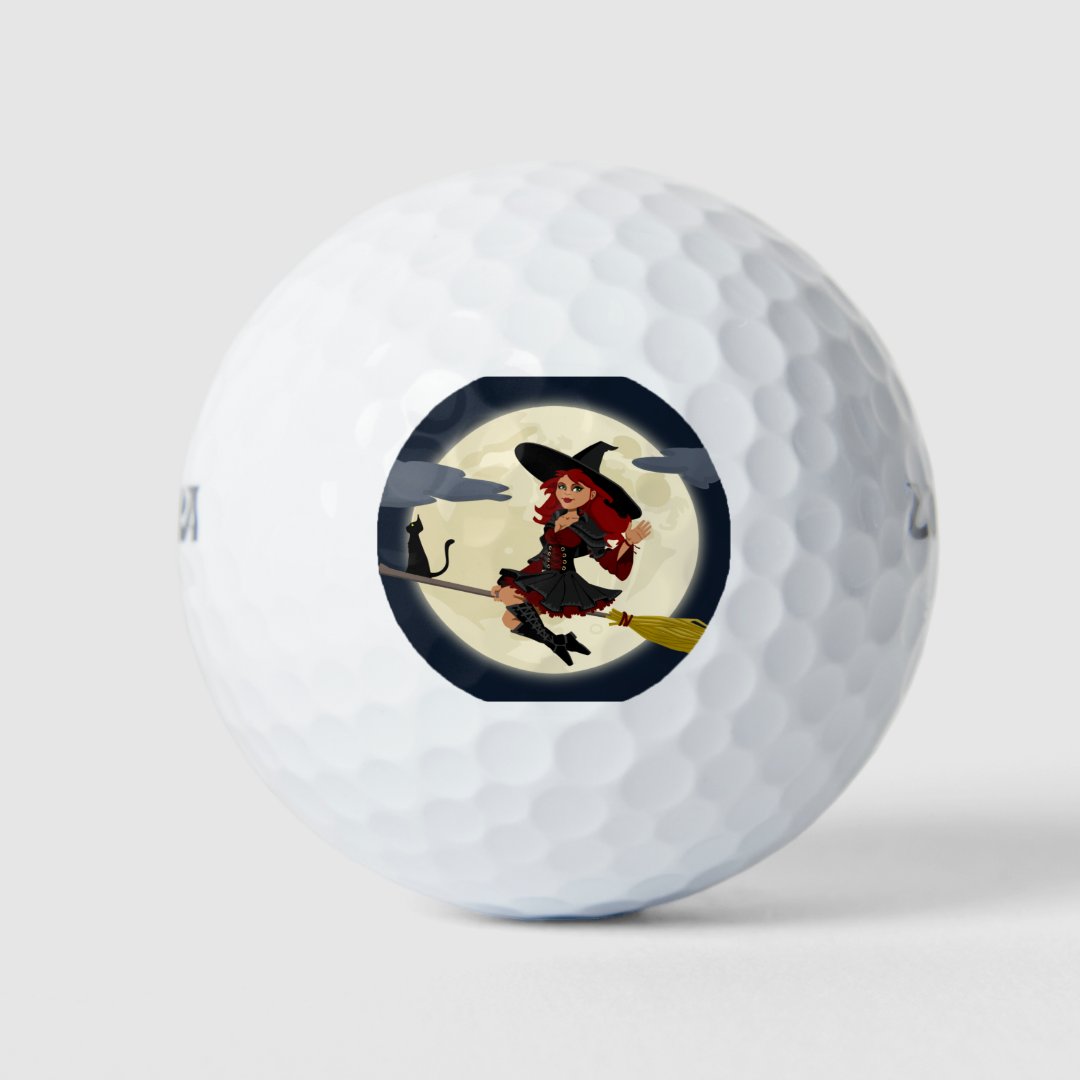 Happy Halloween Friendly Witch Golf Balls | Zazzle