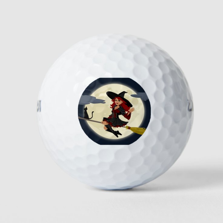 Happy Halloween Friendly Witch Golf Balls | Zazzle