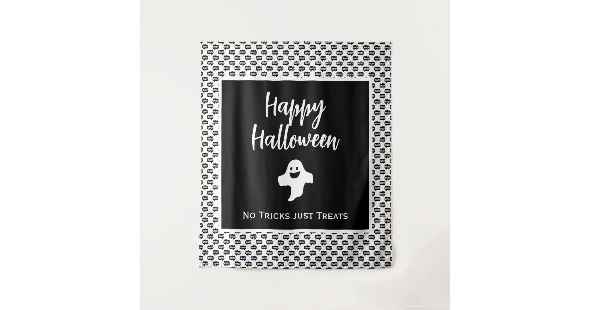 Happy Halloween ghost boo no tricks just treats Tapestry | Zazzle