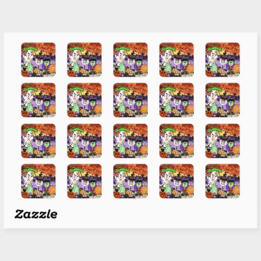 Happy Halloween Goblin Sheet Stickers Cute | Zazzle