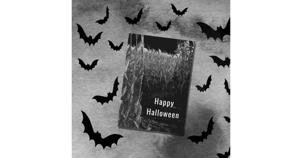 Happy Halloween Gothic Haunted Corn Maze Card | Zazzle