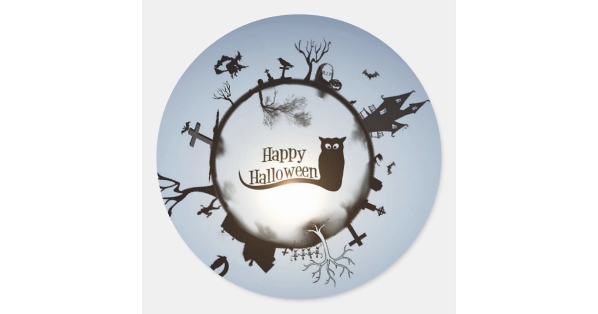 Happy Halloween greeting Classic Round Sticker | Zazzle