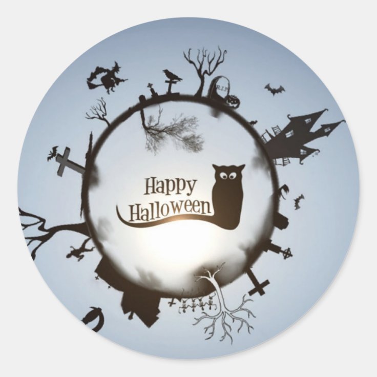 Happy Halloween greeting Classic Round Sticker | Zazzle