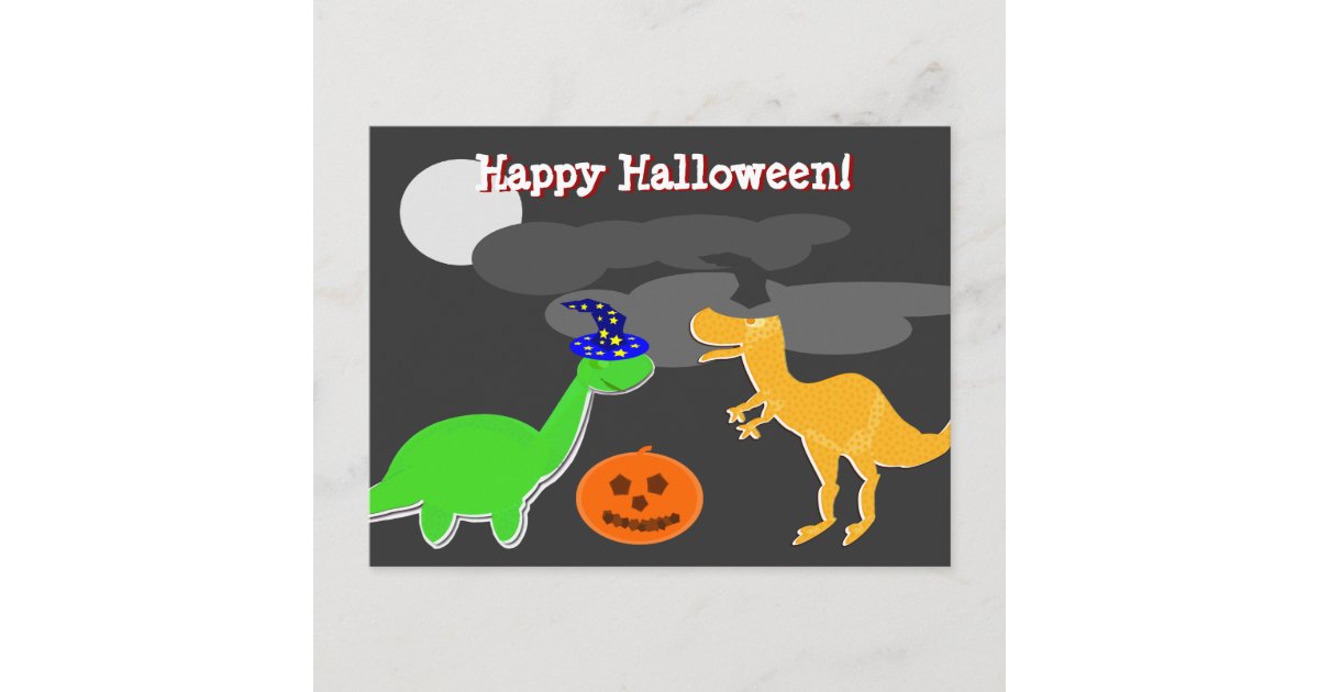 Happy Halloween Greetings Dinosaurs Postcard | Zazzle