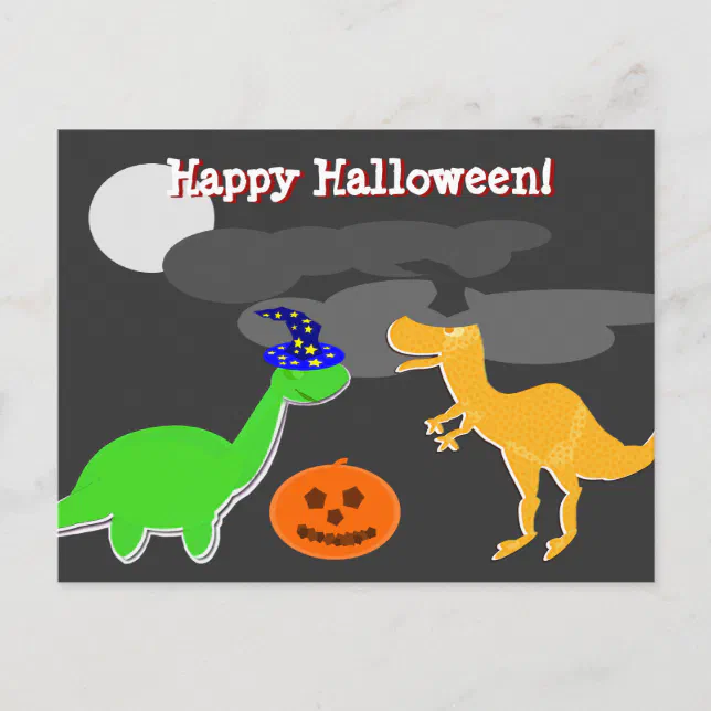 Happy Halloween Greetings Dinosaurs Postcard | Zazzle