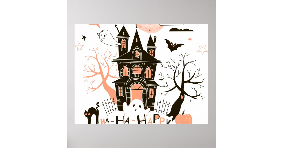 Happy Halloween Haunted House Poster | Zazzle