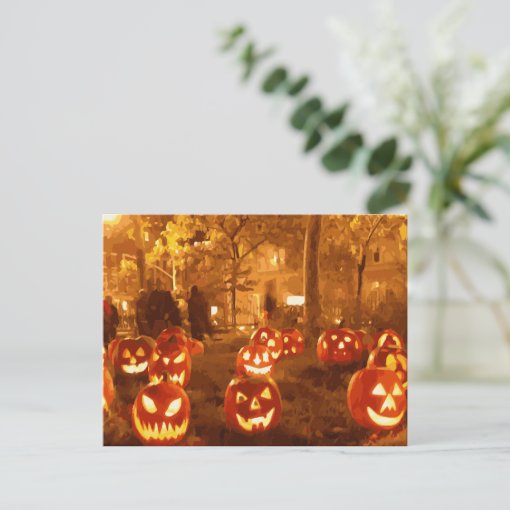 Happy Halloween Jack O Lanterns Postcard | Zazzle