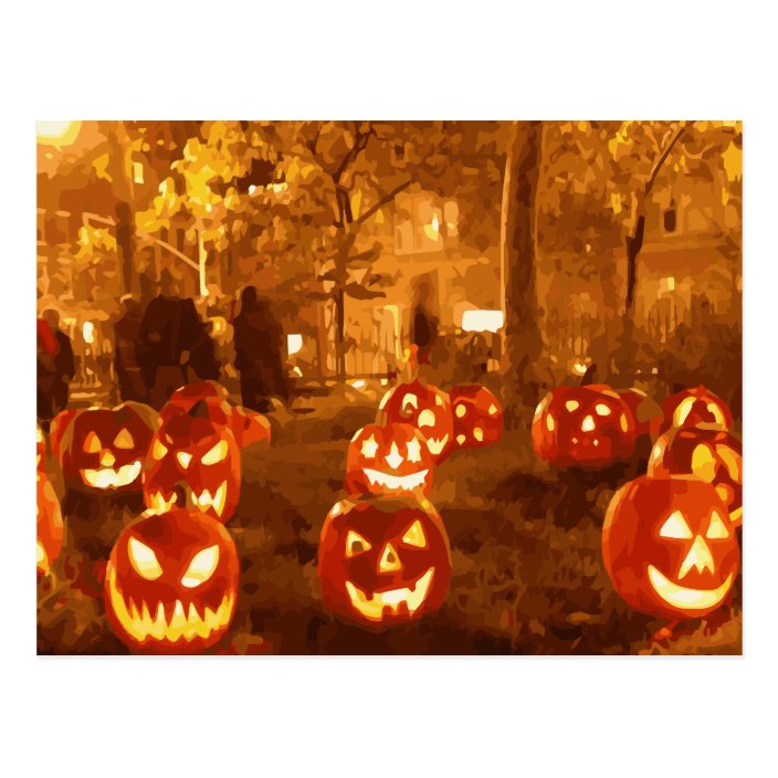 Happy Halloween Jack O Lanterns Postcard | Zazzle.com