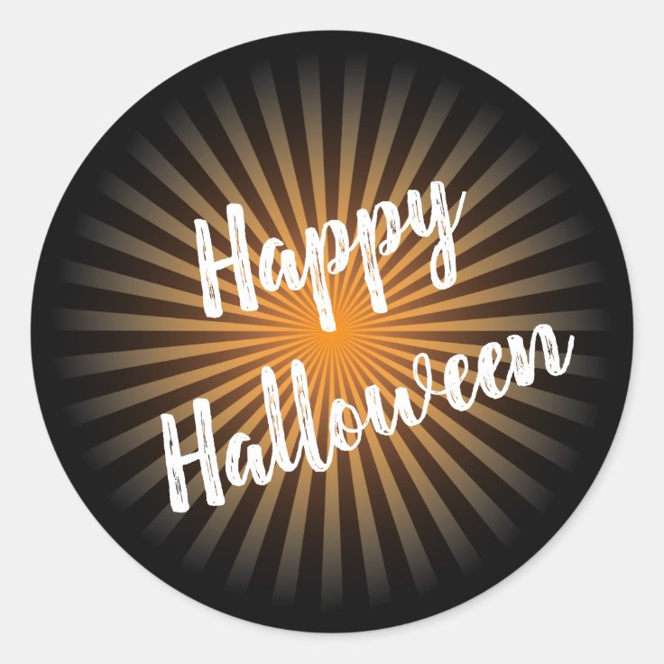 Happy Halloween Modern Typography Orange Black Classic Round Sticker ...