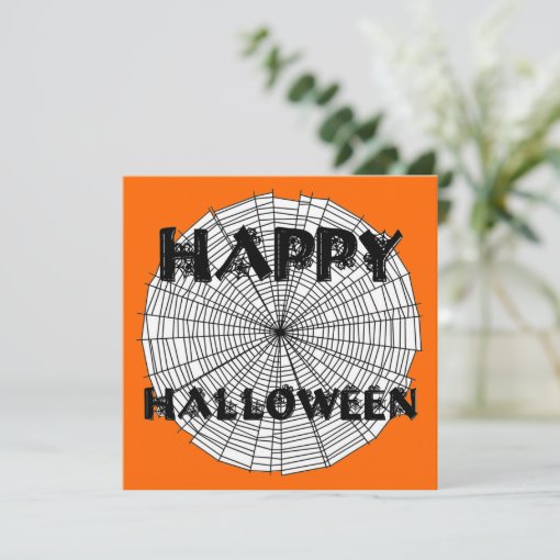 Happy Halloween on Spider Web Text Invitation | Zazzle