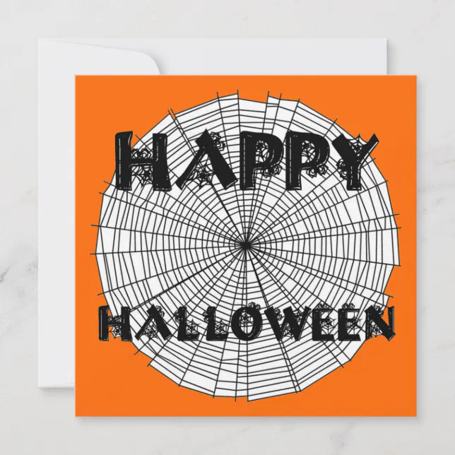 Happy Halloween on Spider Web Text Invitation | Zazzle