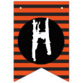 Happy Halloween Orange Black Striped Fun Font Bunting Flags | Zazzle