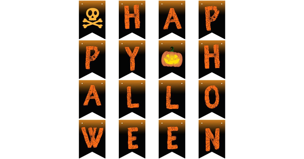 Happy Halloween Party spiderweb spooky typography Bunting Flags | Zazzle