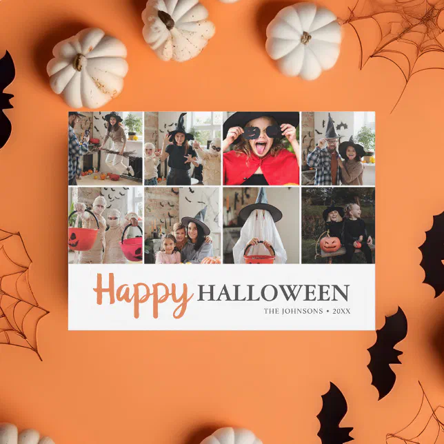 Happy Halloween Photo Collage Modern Card | Zazzle
