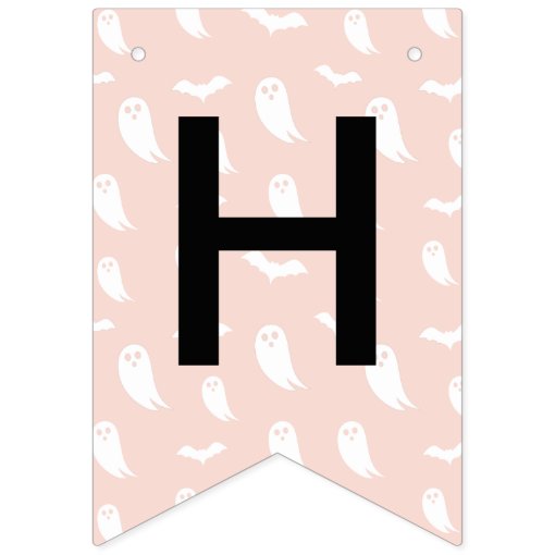 Happy Halloween Pink Orange Black Haunted House Bunting Flags | Zazzle
