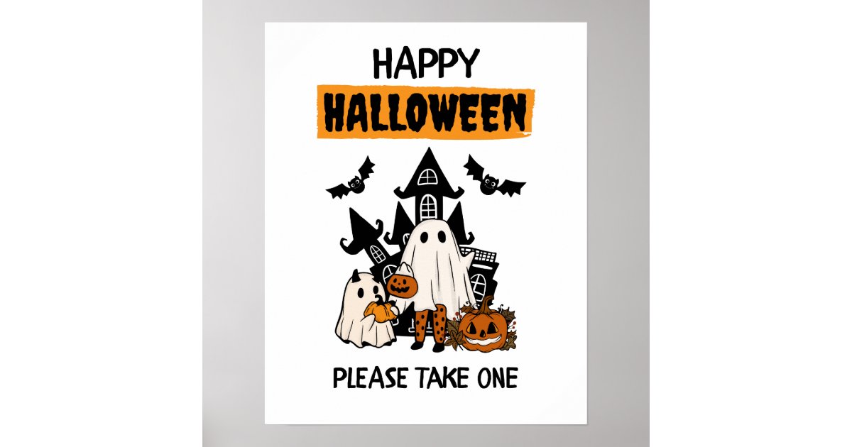 Happy Halloween "Please Take One" Candy Porch Sign | Zazzle