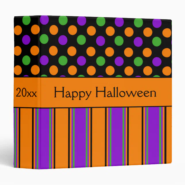 Happy Halloween Polka Dot Striped Personalized Binder | Zazzle