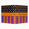 Happy Halloween Polka Dot Striped Personalized Binder | Zazzle